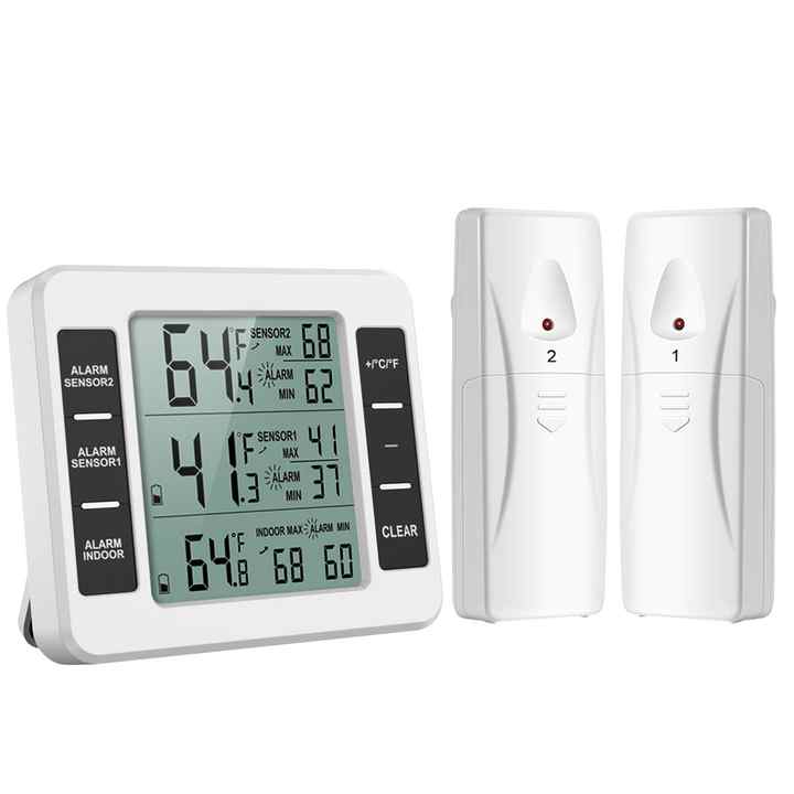 Wireless Digital High Low Temperature Thermometers with Audible Alarm ...
