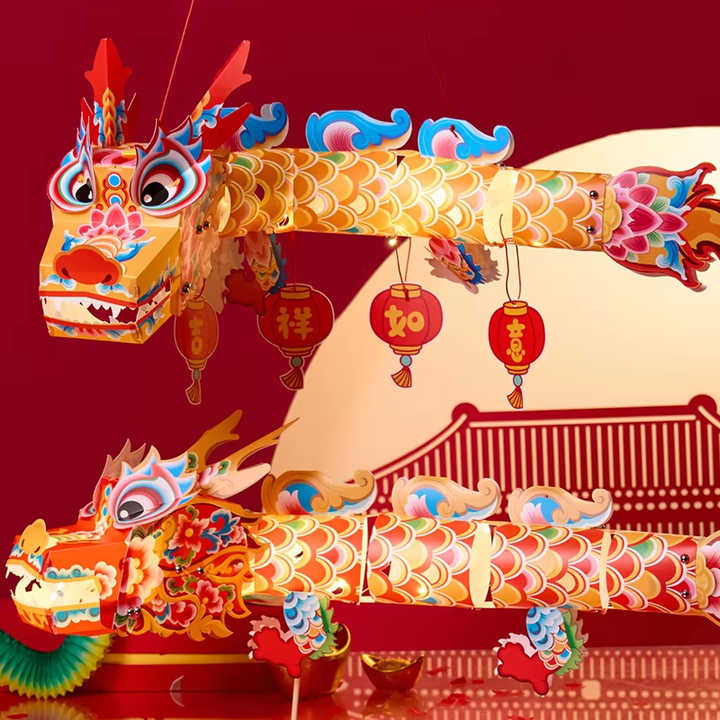 Chinese New Year Lanterns Gifts Handmade DIY Swimming Dragon Lanterns ...