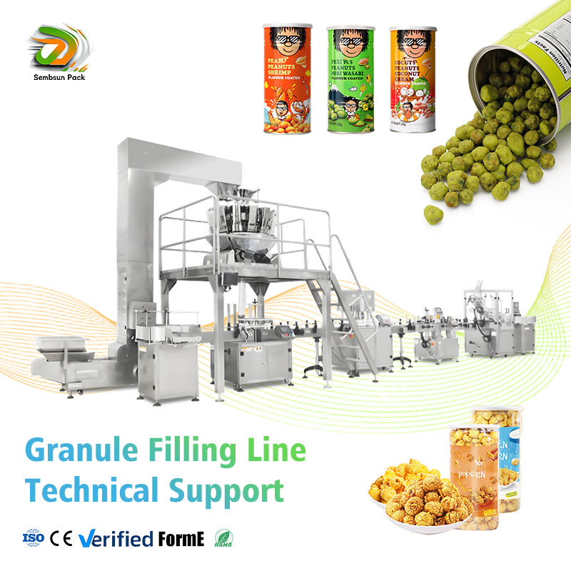 Automatic Granules Filling Packaging Line Nut Popcorn Peanut Cans ...