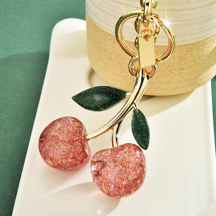 Hot Selling 3D Crystal Cherry Keychain UV Printed Metal Pendant for ...