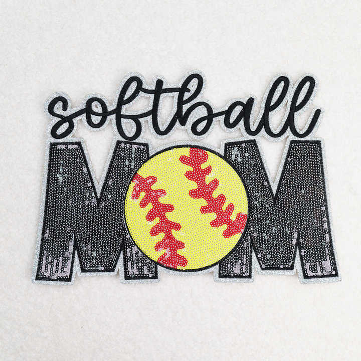 Factory Custom Sequin Baseball Mom Hat Patch Embroidery Chenille Bead Patches Baseball Mama ...