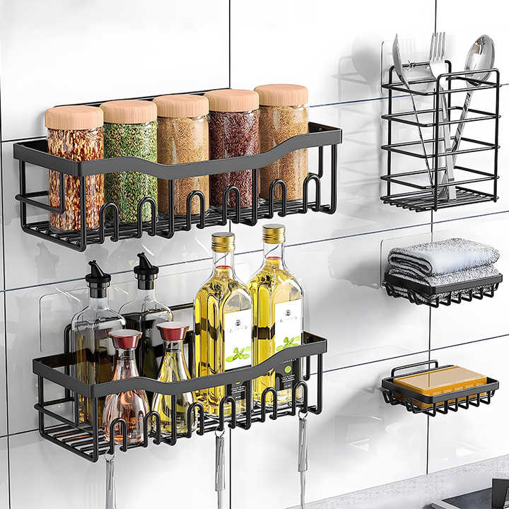 5 Pack Wall Mounted Self Corner Racks - Shower Caddy Organizer