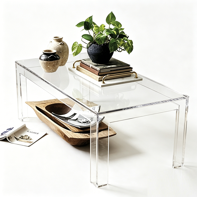 Clear Acrylic Coffee Table Transparent Modern Side Table for Living ...