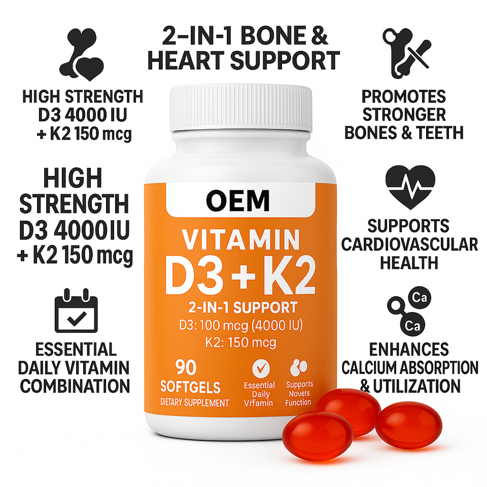 OEM Vitamin D3 K2 Gummy Candy Supplement 2 1 Formula Supporting Bone ...
