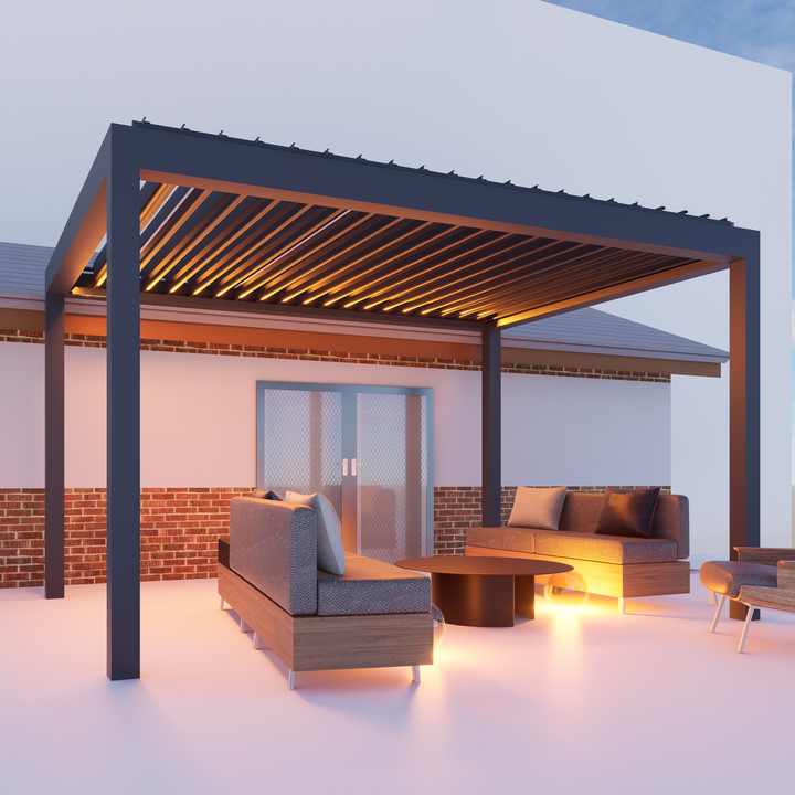 Modern LED Waterproof Aluminum Alloy Pergola Powder Coated Frame Eco ...