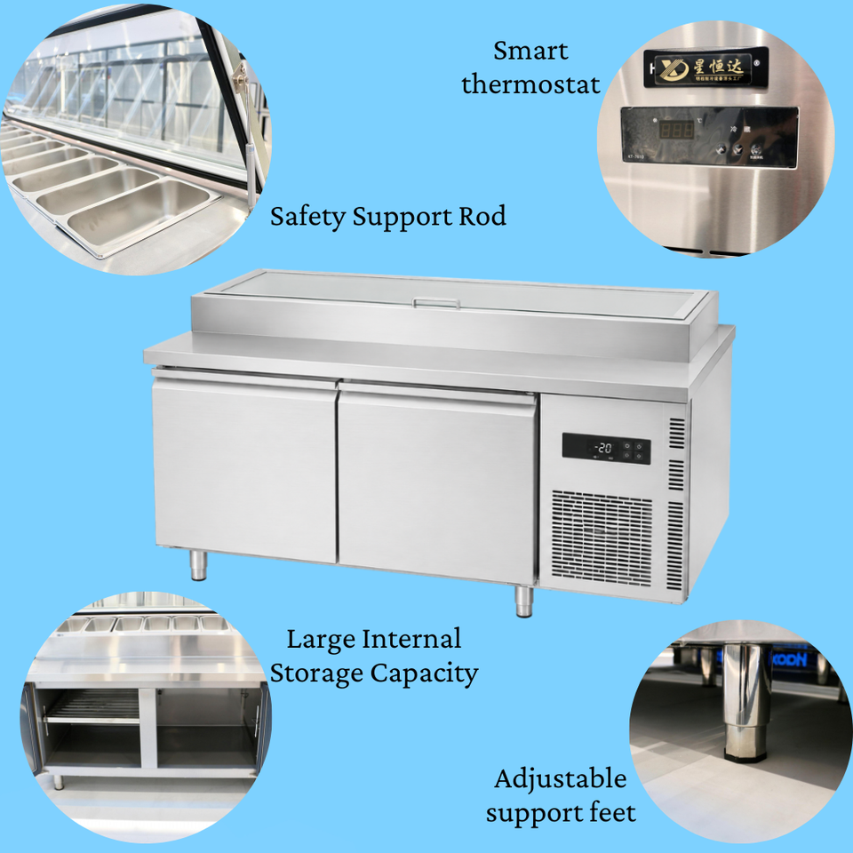 Professional Stainless Steel Commercial Sandwich Prep Table Salad Bar ...