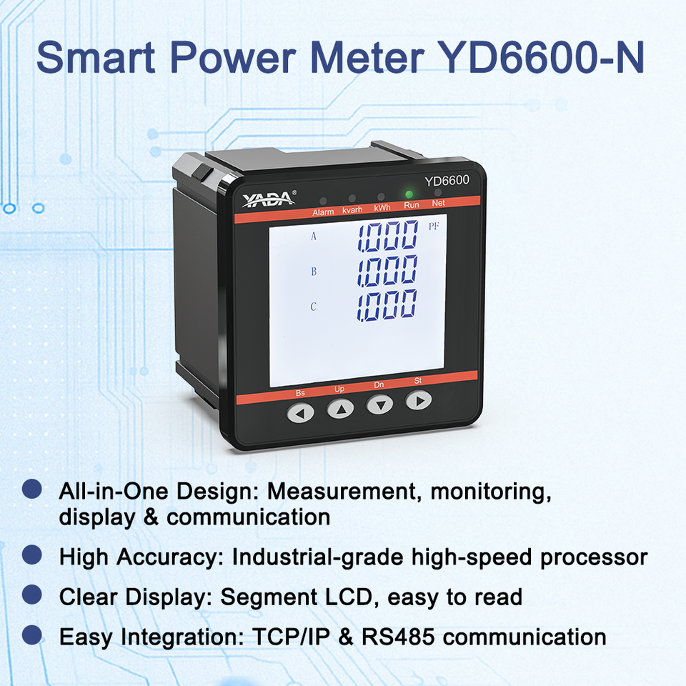 YADA YD6600-N Series Three-Phase Multifunction Smart Power Meter RS485 ...