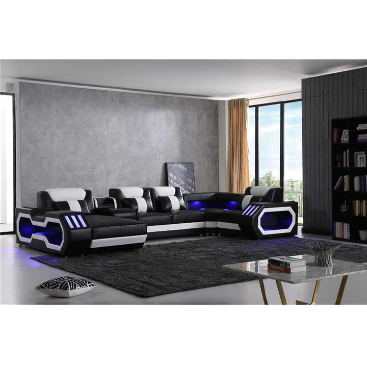 Modern Leather Electric LED Sectional Sofas for Living Room