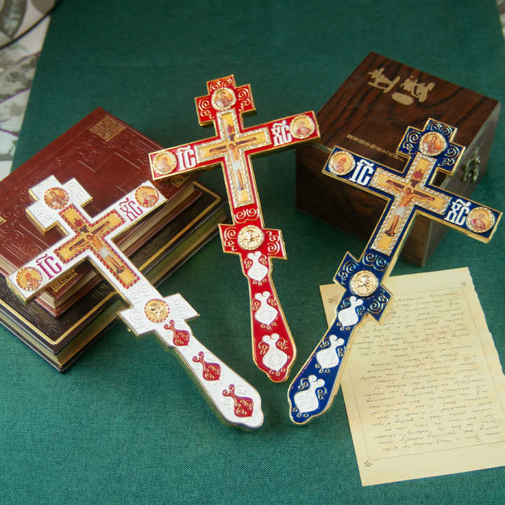 HT Standing Crucifix Cross with Detachable Stand Orthodox Metal Jesus ...