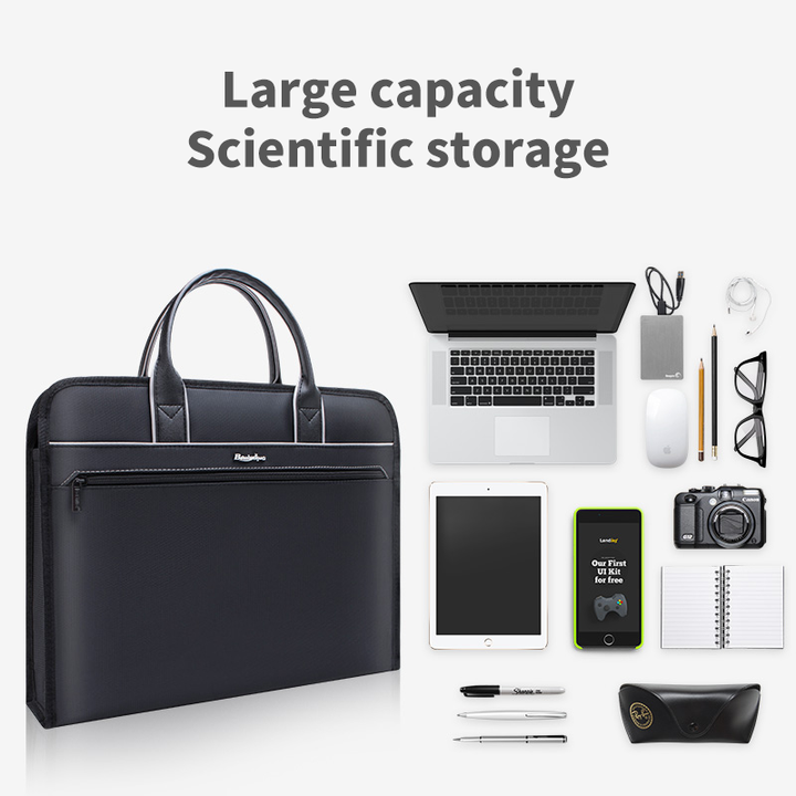 Luxury Oxford Cloth Tote Bag Custom Document Organizer Leather Laptop ...