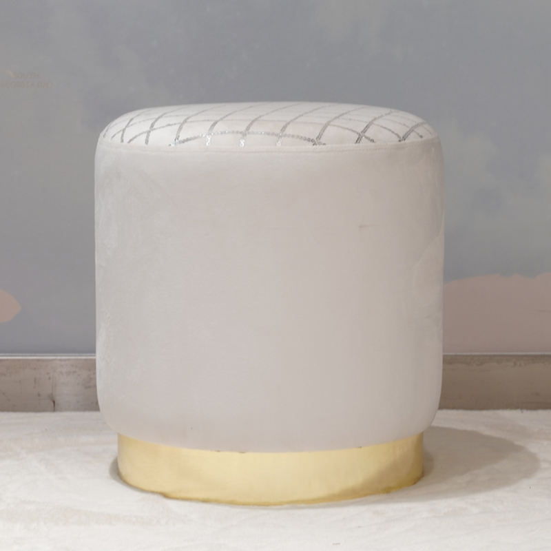 HStex 2024 New Velvet Gold Base Ottoman Stool Pouf Mirrored Ottoman ...