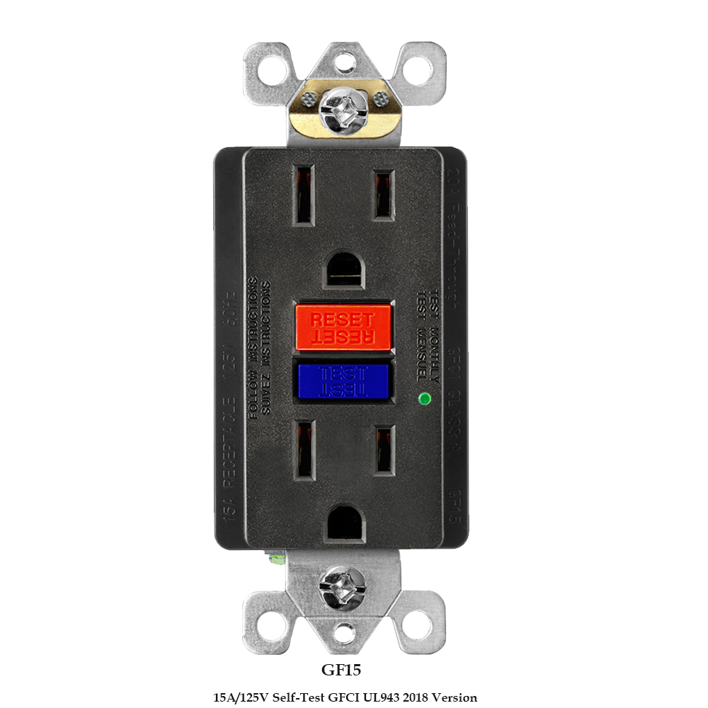 Modern 15A GFCI Duplex Socket Self-Test Safety Feature Tamper-Proof ...