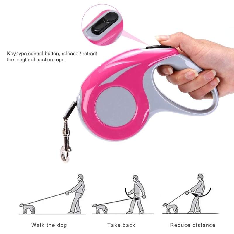 3m/5m Retractable Dog Leash Flexible and Durable Outdoor Walking Pet ...