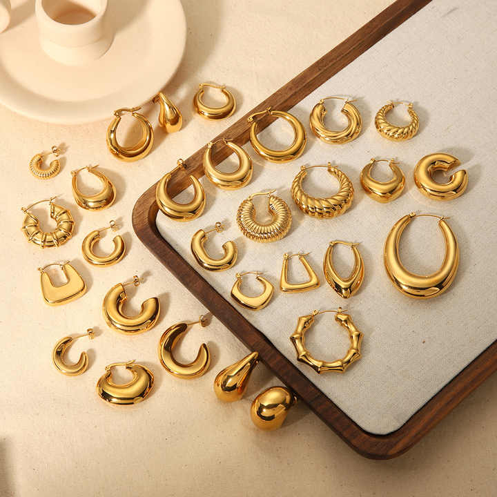 Popular Fashion Jewelry Hollow Irregular 18k Gold-plated Stainless Steel Earrings Factory Custom ...