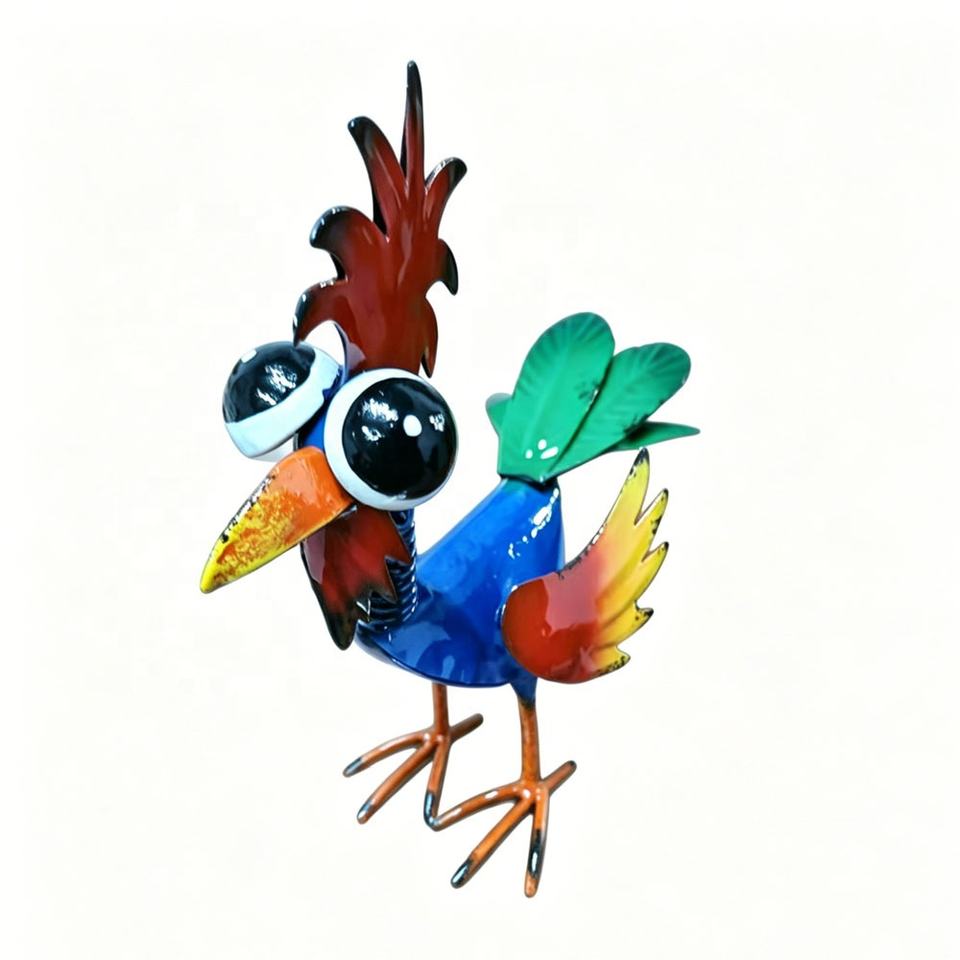 Modern Metal Colorful Rooster Statue Desk for Home & Outdoor Decoration ...