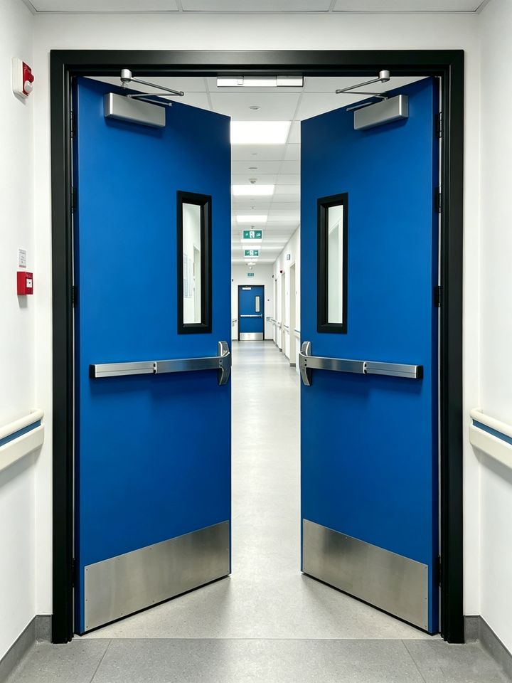 Galvanized Steel Fire Door Witn Vison Panel 60 Minutes Fireproof ...