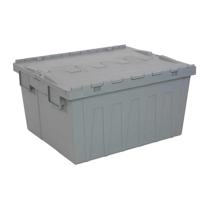 80L Heavy Duty Plastic Warehouse Storage Tote Box with Lid - Nestable ...