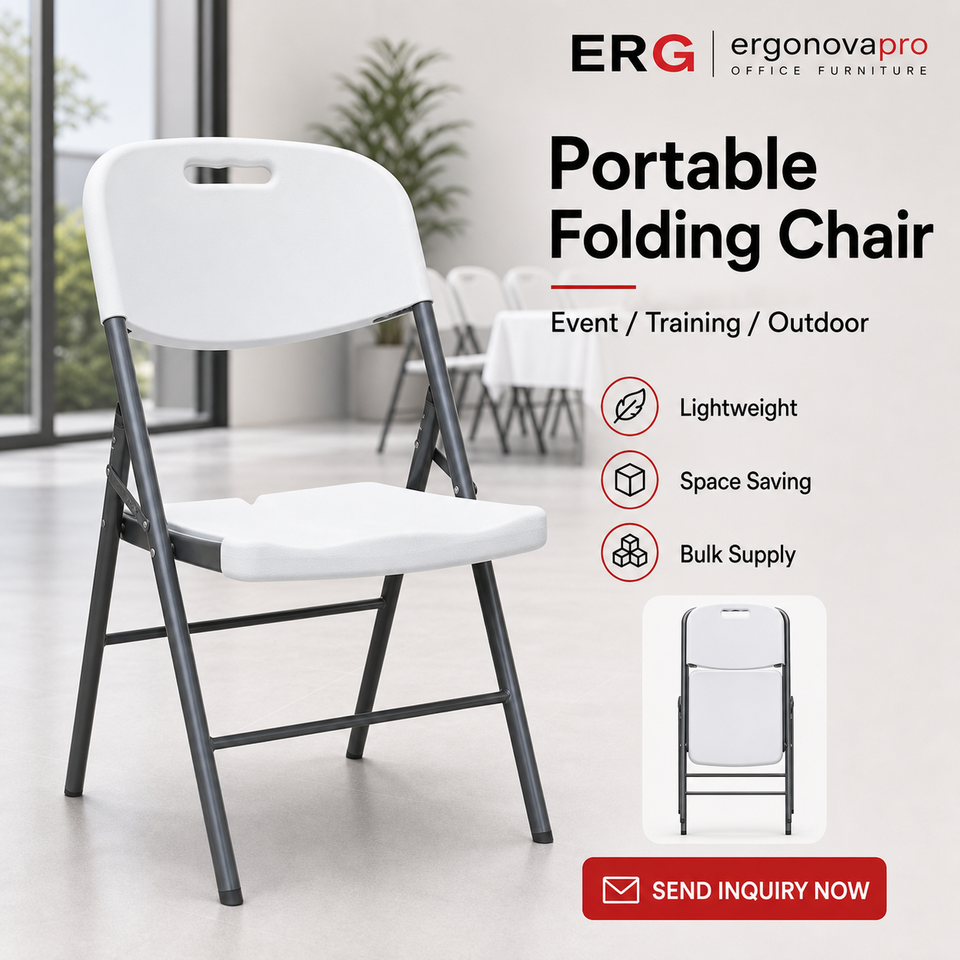 Portable White Plastic Folding Chair with Metal Frame and Carry Handle ...