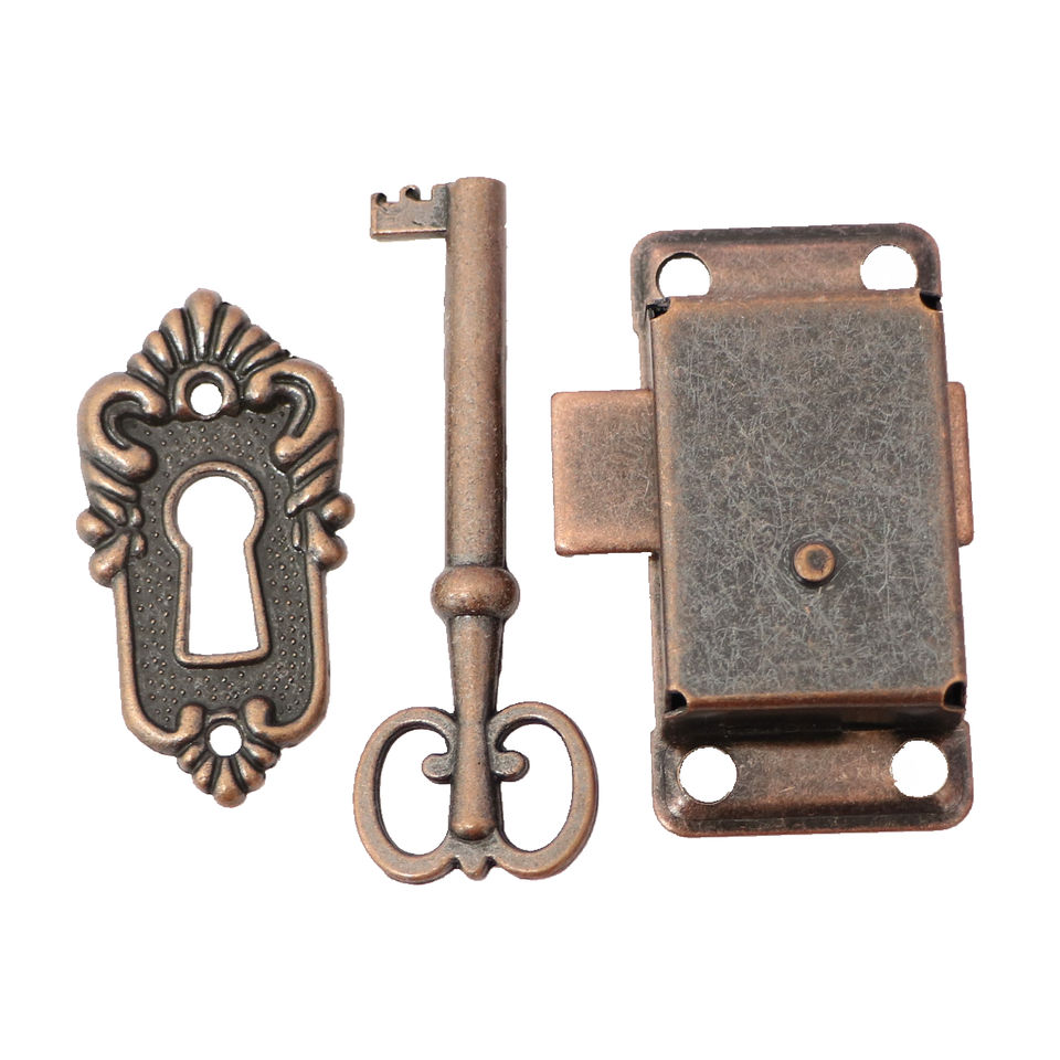 Small Antique Bronze Cabinet Door Lock with Key | Keyed Lock for ...