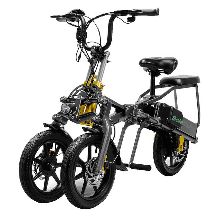 One second foldable electric bike 500w dual battery 48v 15.6ah electric scooter 3 wheels trike
