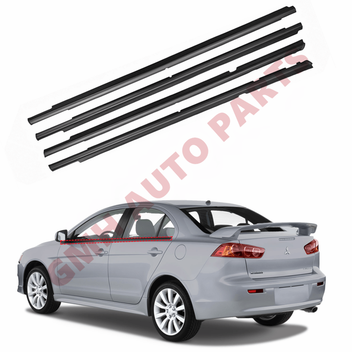 Car Outer Door Window Moulding Trim Black Front Rear Door Belt Moulding ...