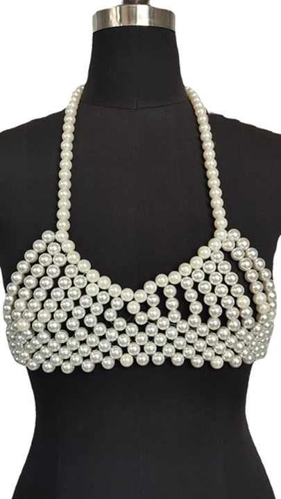 Fashion Sexy Nightclub Quality Bra Handmade Beaded Pearl Body Chain For ...