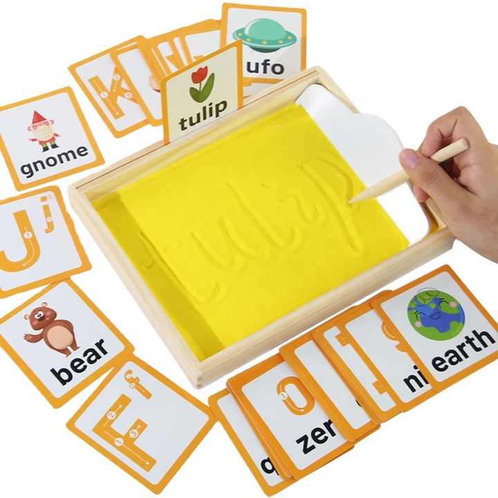 Montessori Sand Tray With Flashcard Holder and Flashcards Play Sand ...
