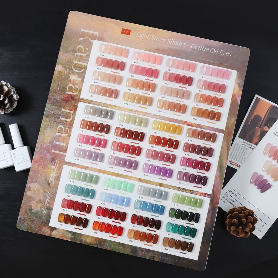 48-Color Mountain Dusk Glitter & Cat Eye Art Polish Set with Long ...