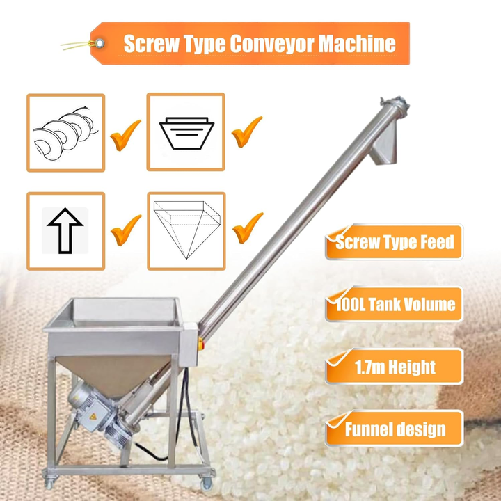 Vertical Hopper Stainless Steel Inclined Screw Auger Conveyor Screw ...