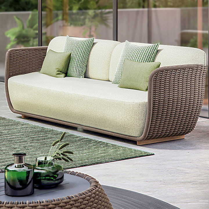 Vietnam Plastic Rattan Sectional Bed for Living Room Outdoor Garden Furniture for Patio and Hotel Rattan
