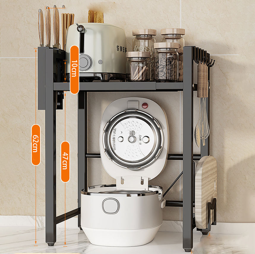 Double Tier Steel Kitchen Storage Rack 2 Tier Metal Organizer for ...