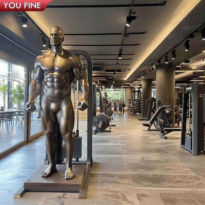 Outdoor Decoration Bronze Muscular Sculpture Muscle Man Statue