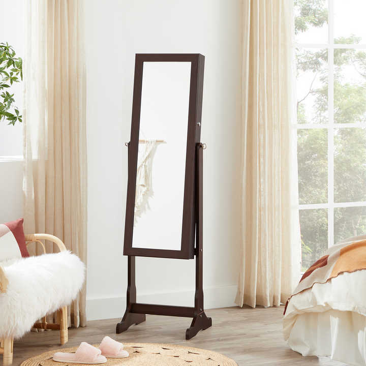 SONGMICS Eco Friendly Mirror Jewelry Armoire with LED
