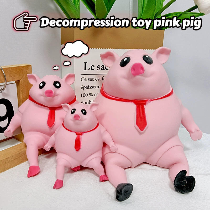 Pink TPR Pig Squeeze Toy-Cute Anti-Stress Relief Decompression Toy for ...