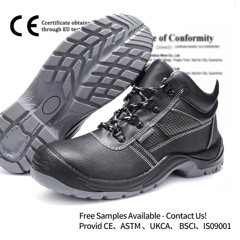Mid Cut Steel Toe Work Safety Shoes Light Weight Microfiber Leather ...