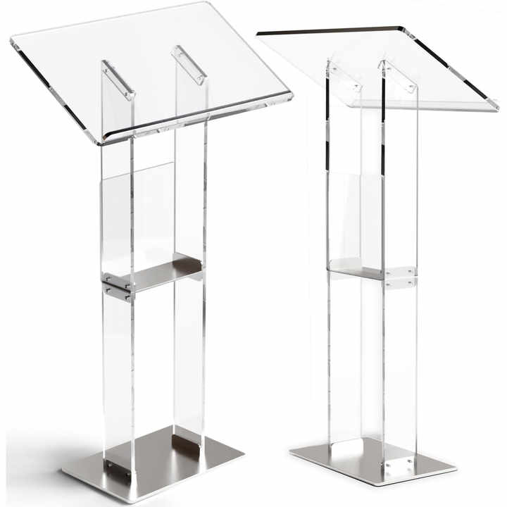 Portable Podium Stand - Clear Acrylic Lectern for Speech