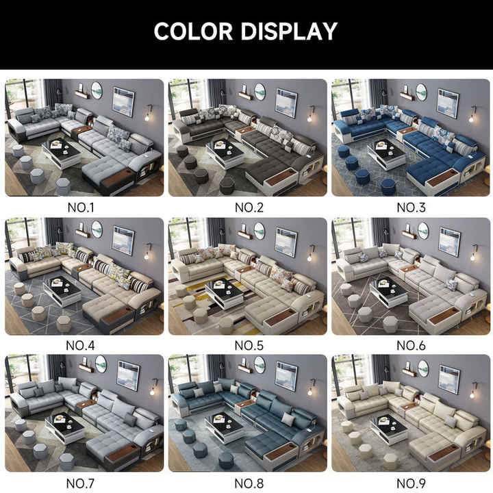 Modern 7 Seater Modular Combination Fabric Sofa Furniture Set ...