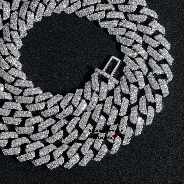 Classic Design Iced Out Men Hip Hop Necklace 10MM Moissanite Cuban Link ...