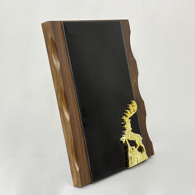 Gold Metal Deer Customized Crystal Wooden WOODEN with Black Crystal ...