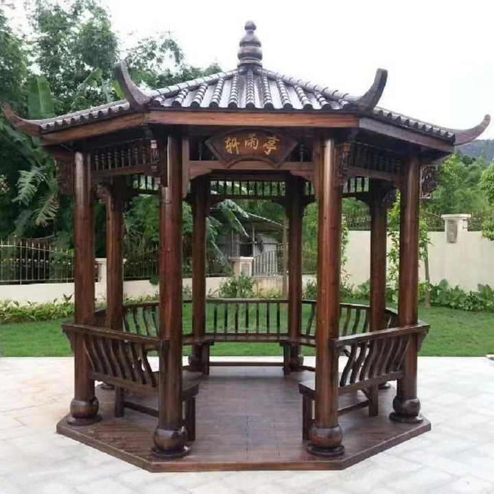 Chinese Style Wooden Pergola with Waterproof Canopy - Customizable OEM