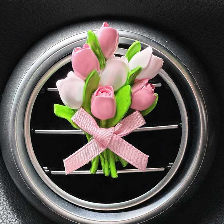 Luxury Solar Powered Car Air Freshener Tulip Ornament Interior ...