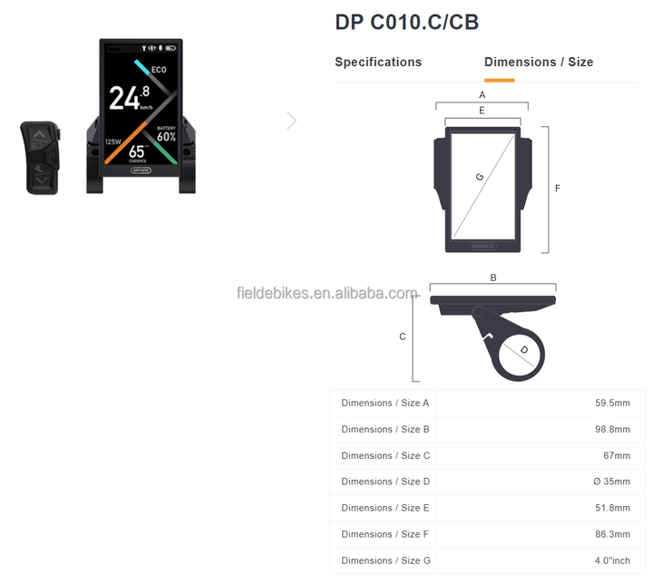 Bafang Dpc010 Bluetooth Display For 36v 52v Motors