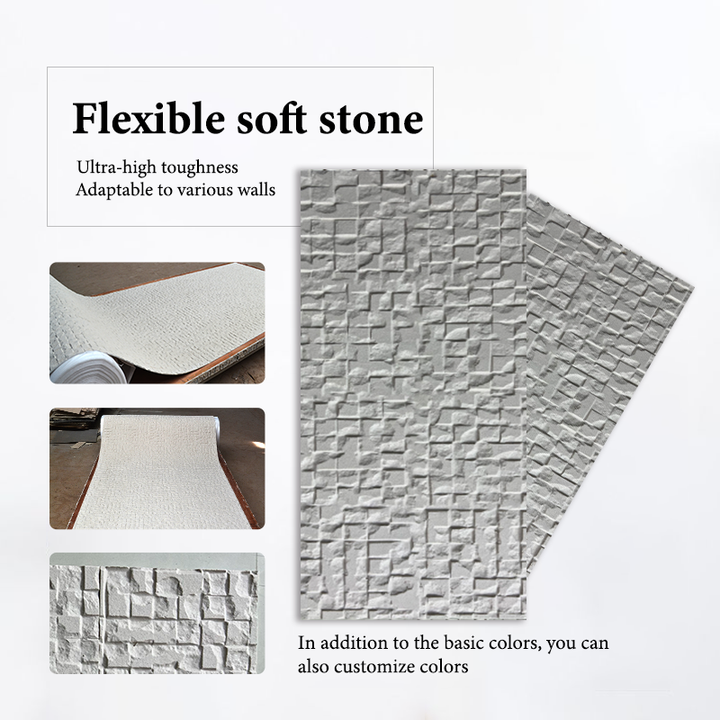 Rinsun Source Factory Mosaic Travertine Flexible Stone Rock Cut Mosaic Flexible Marble Piedra ...