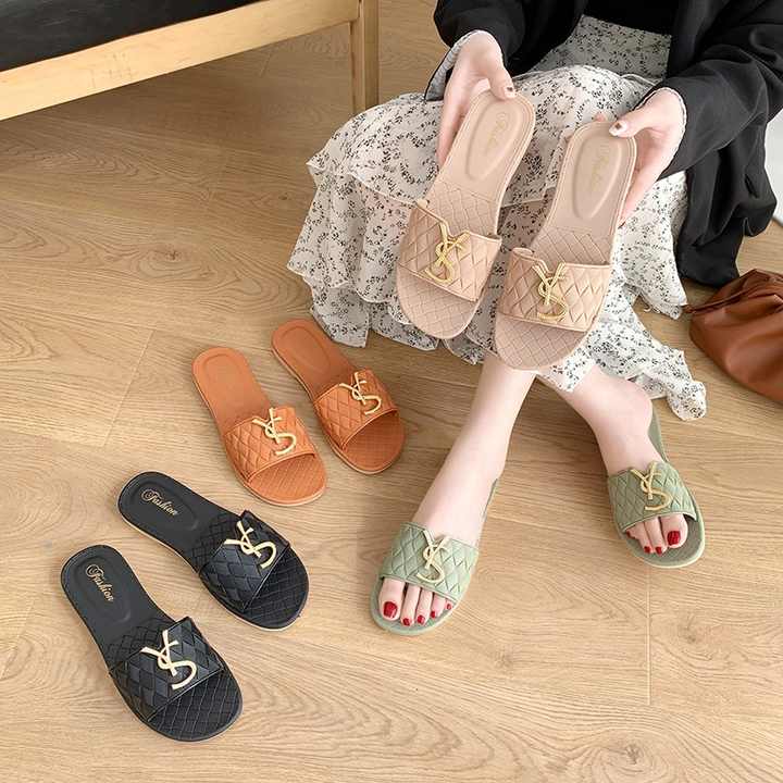 Wholesale Summer Outdoor Slide Women Wear Flat-bottomed Pvc Slippers ...