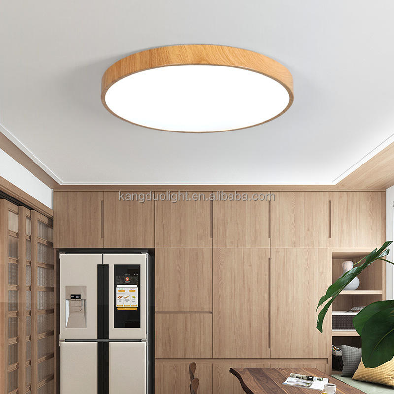 Ultra-thin Round LED Ceiling Lamp with Modern Wood Grain Design for ...