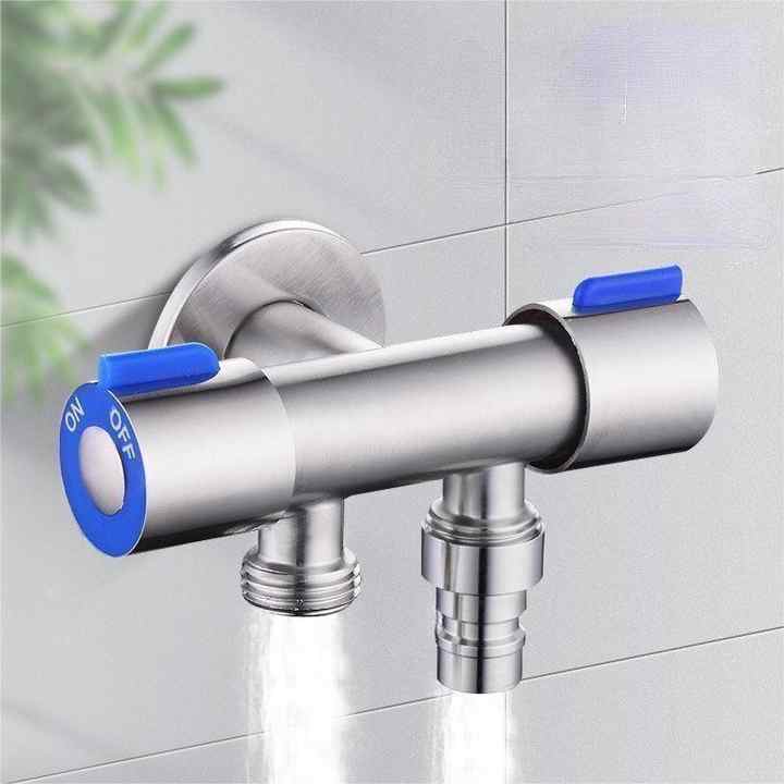 Two-Way Stainless Steel Angle Valve T-adapter Shattaf Faucet Handle ...