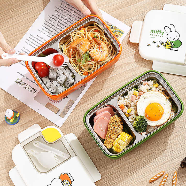 MAIMAI School Kids Bento Boxes Two Layers Microwave Food Container With ...