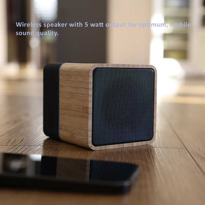 Square Bamboo Wood AUX USB TF Memory Card Slot Speaker LED Light Music ...