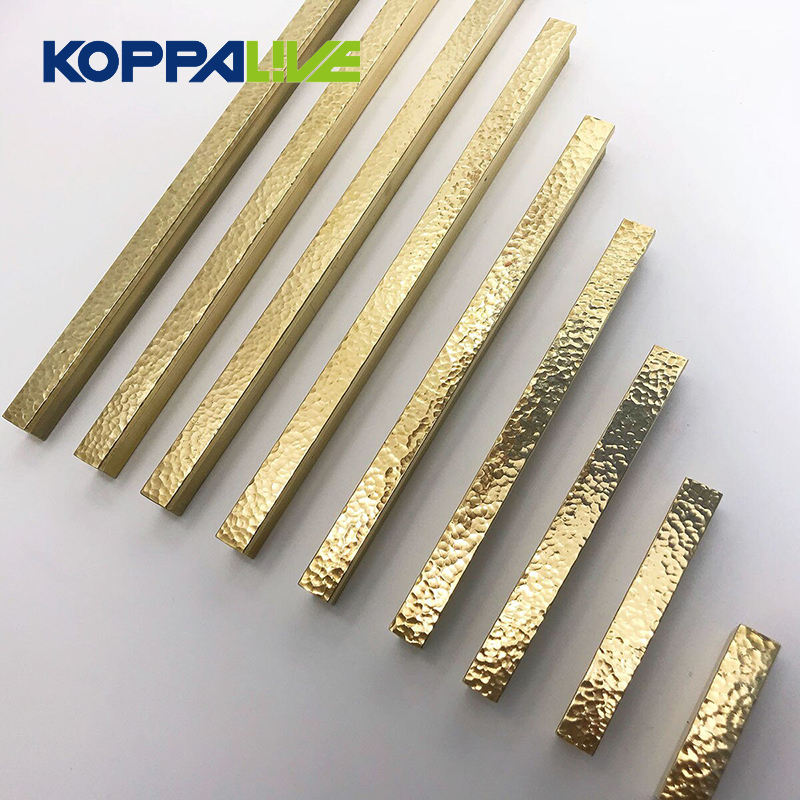 Koppalive Rectangle Hammered Cabinet Handles Hidden Brass Furniture ...