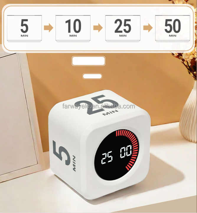 Multifunctional Time Management Visual Flip Desk Cube Timer Kitchen Count Gravity Timer with ...